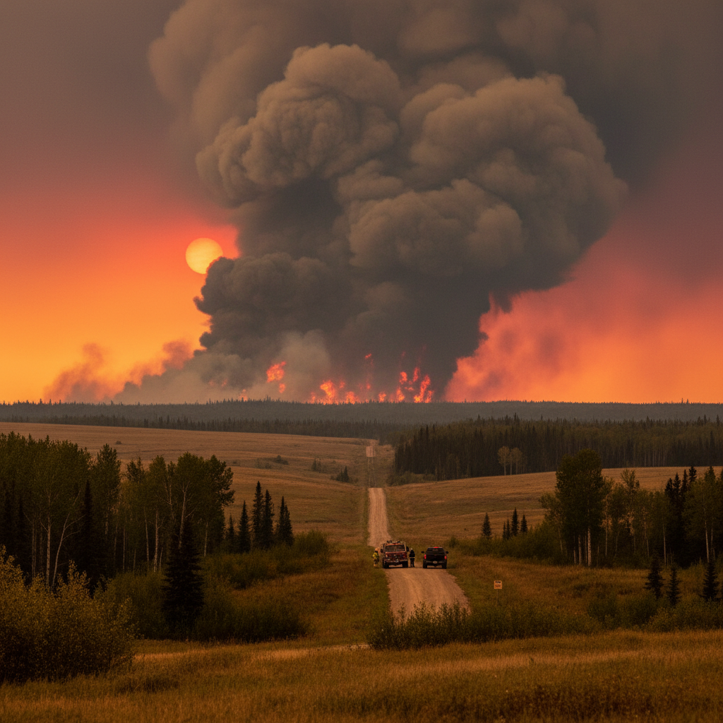 Prairie Wildfires Force Tens of Thousands to Flee as Smoke…